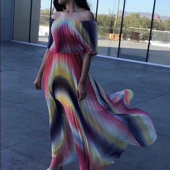 Dresses | Rainbow Multi Colored Sundress Strapless | Poshmark